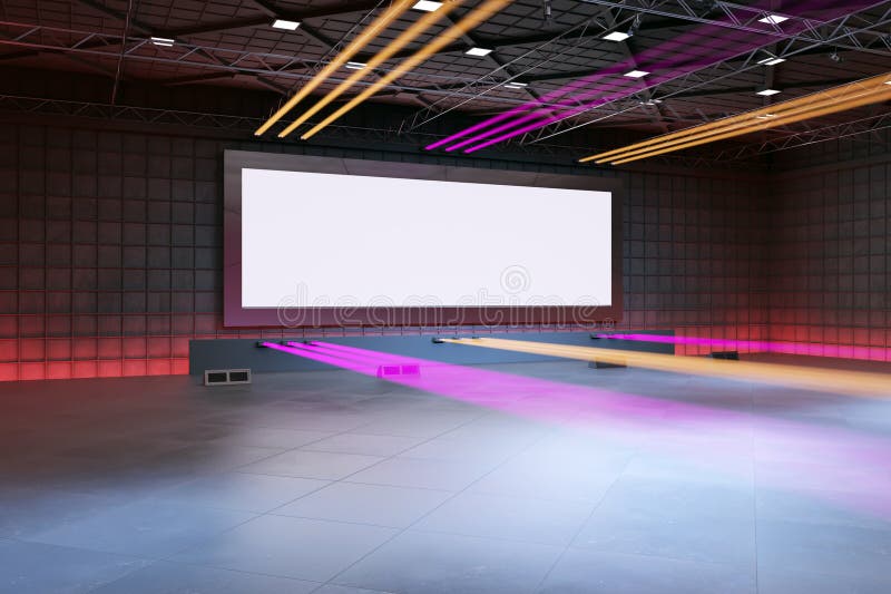 Large Exhibition Screen in a Modern Event Hall with Neon and Laser ...