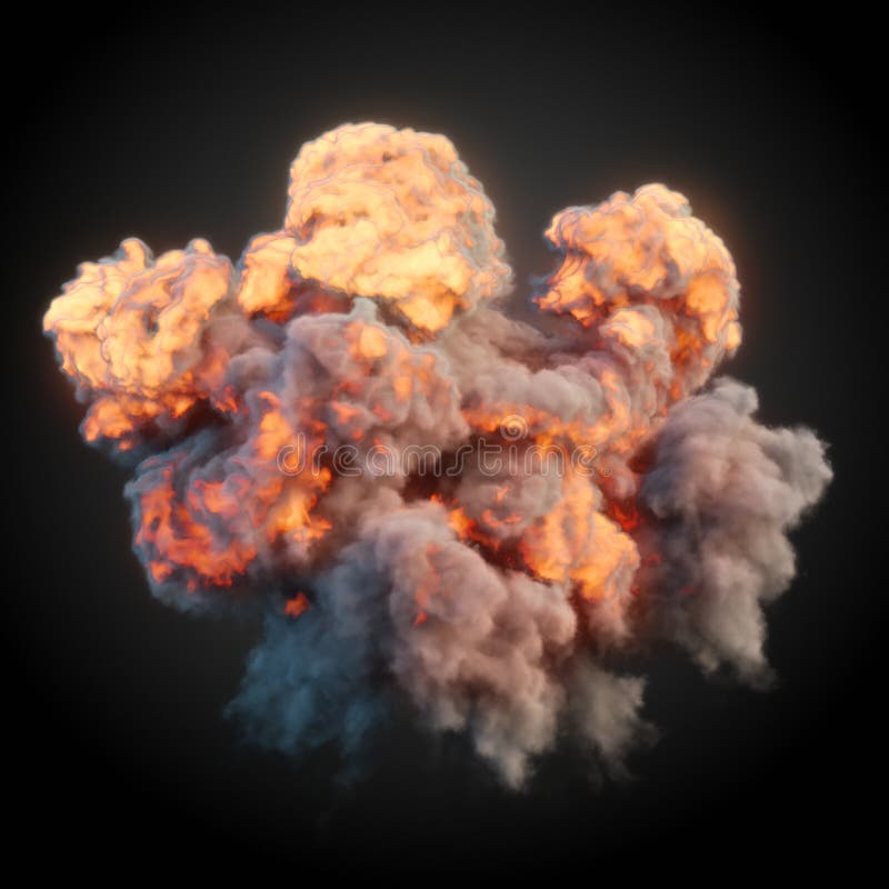 Large Explosion with Black Smoke 3d Rendering Stock Illustration ...