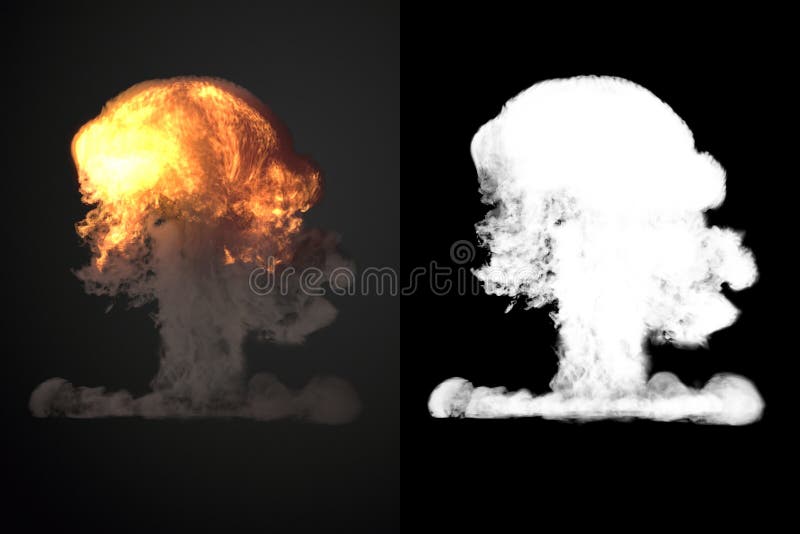 Large Explosion with Black Smoke in Dark 3d Rendering Stock ...