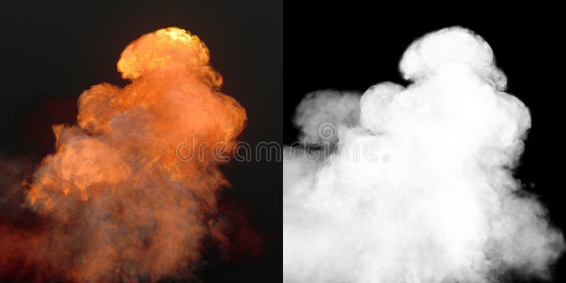 Large Explosion with Black Smoke 3d Rendering Stock Illustration ...