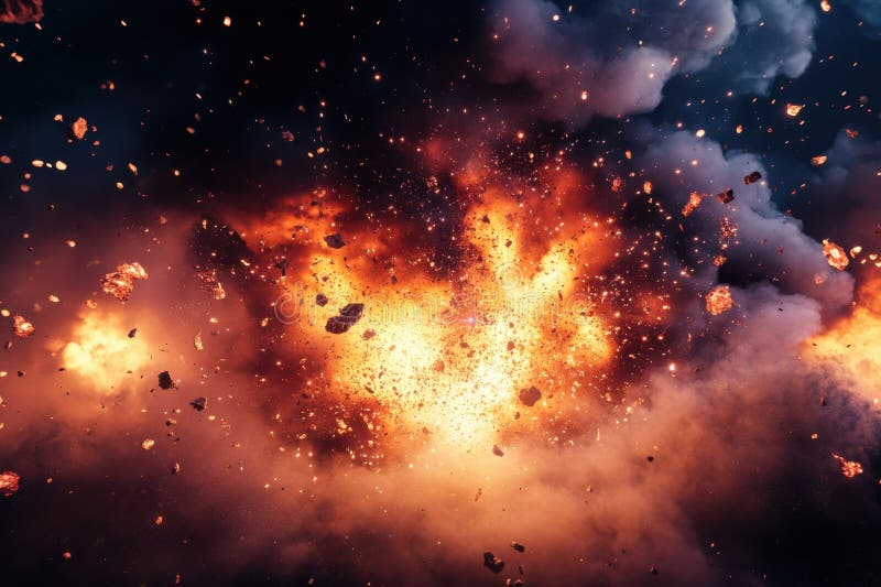 Large Explosion Creates a Fiery Cloud of Smoke and Debris in a Dramatic ...