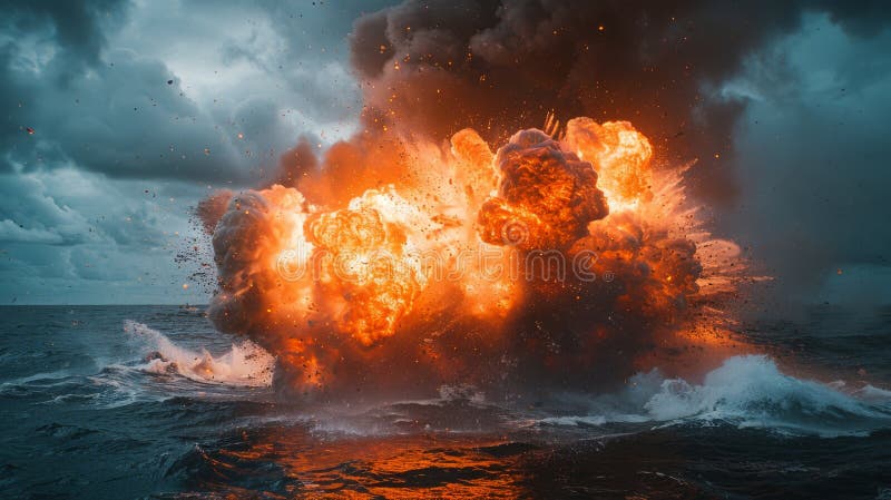 Large Explosion Erupts in the Ocean Stock Image - Image of phenomenon ...