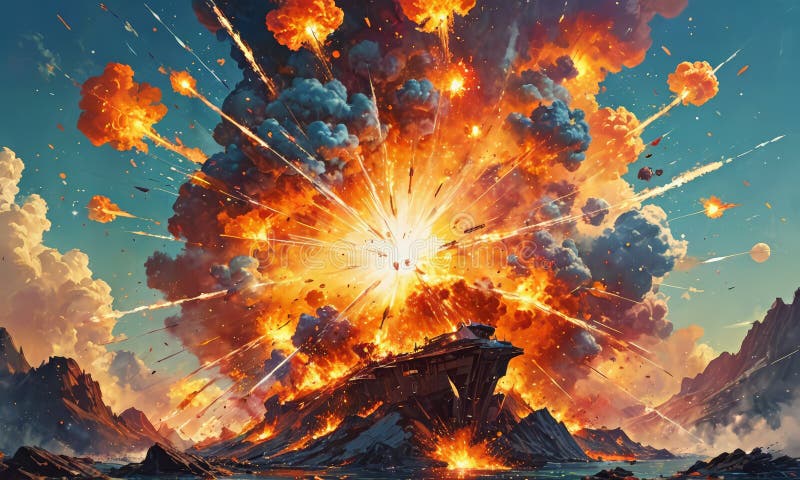 Large Explosion Explosions in the Sky Stock Illustration - Illustration ...