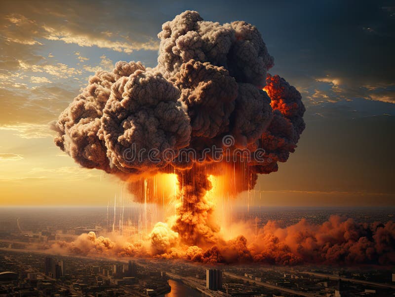 A Large Explosion in a Field, with Smoke and Debris Rising into the Air ...