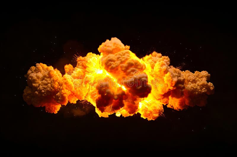 A Large Explosion of Fire on a Black Background Stock Image - Image of ...