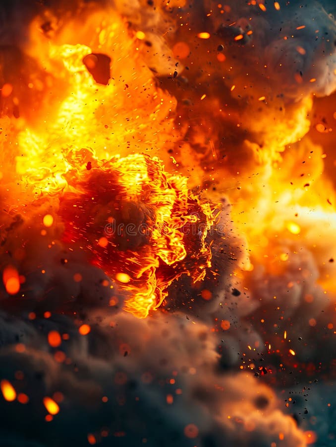A Large Explosion with Fire and Smoke Stock Photo - Image of explosion ...