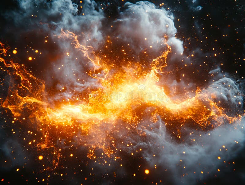 A Large Explosion in the Sky with a Bright Light, AI Stock Photo ...