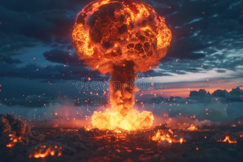 A Large Explosion of Fire and Smoke in the Sky, Ideal for Dramatic or ...