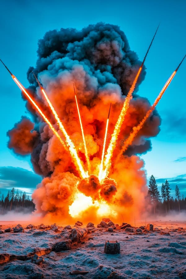 A Large Explosion in the Sky with a Bright Light, AI Stock Photo ...