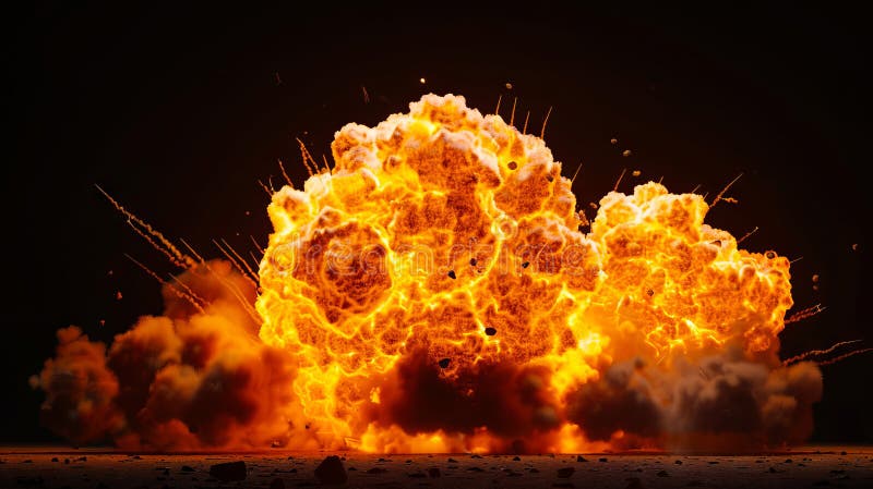 A Large Explosion of Fire and Sparks on a Black Background Stock Image ...