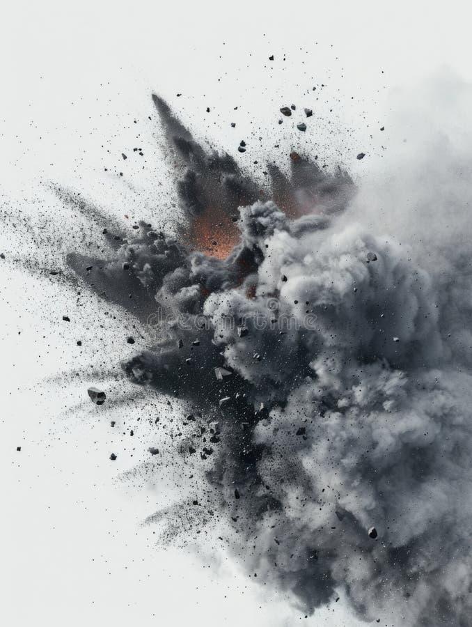 A Large Explosion Has Created a Cloud of Smoke and Debris Stock Photo ...