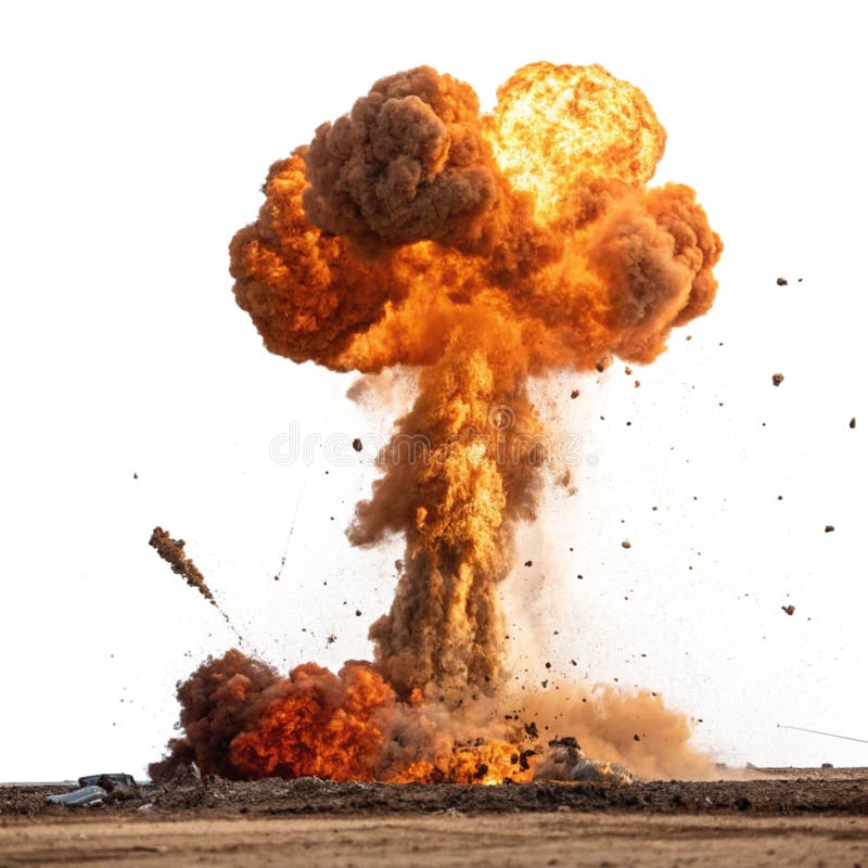 Large Explosion with Orange Smoke and Debris Isolated on Transparent ...