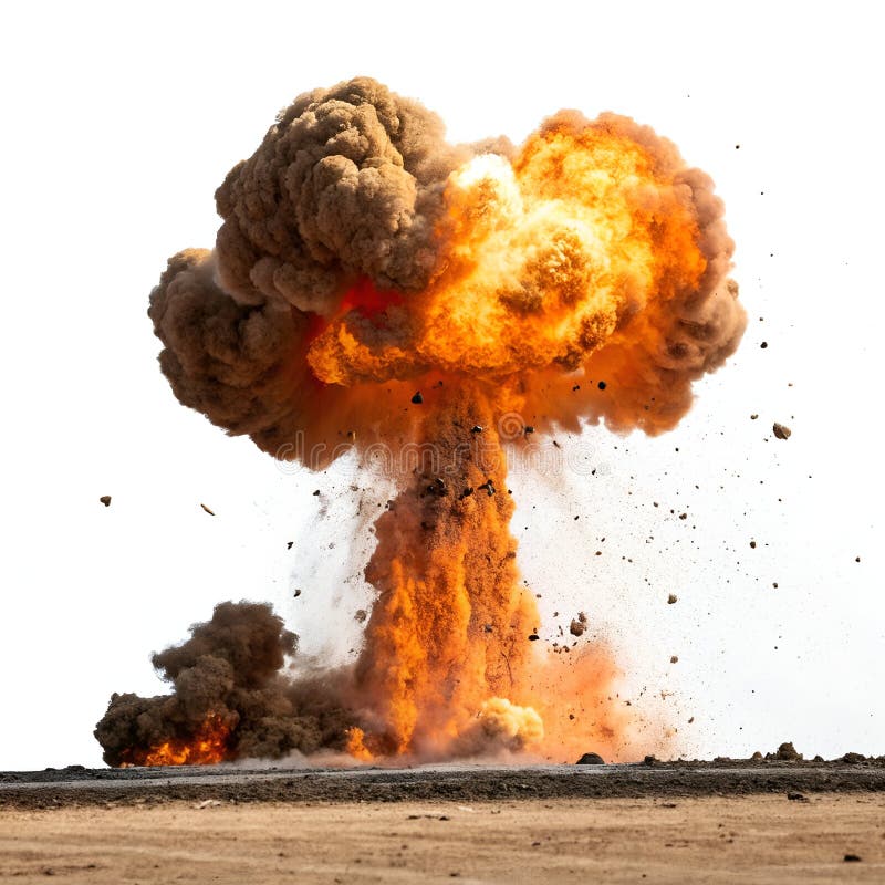 Large Explosion with Orange Smoke and Debris Stock Illustration ...