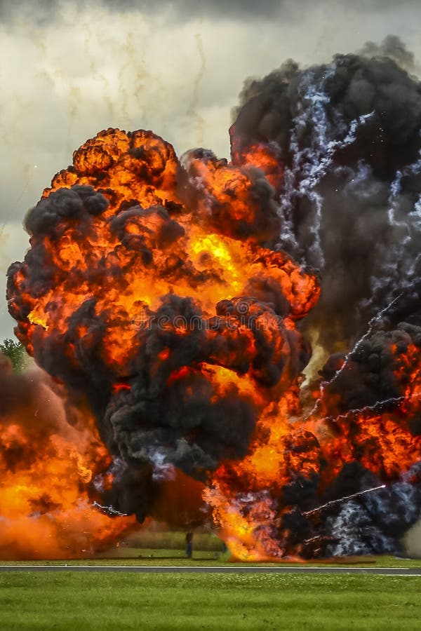 Large Explosion on Airport Runway Stock Photo - Image of burn, highway ...