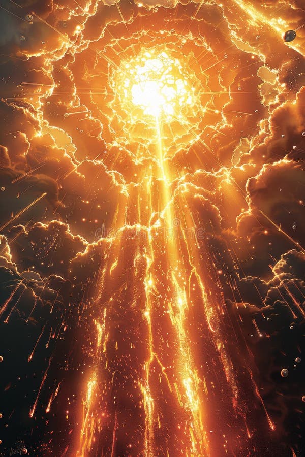 A Large Explosion in the Sky with a Bright Light, AI Stock Photo ...