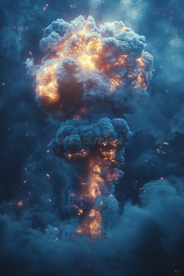 A Large Explosion in the Sky with a Bright Light, AI Stock Illustration ...