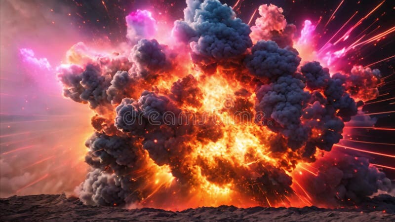 Fiery Explosion in the Sky stock video. Video of blast - 336009077