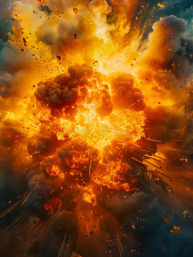 A Large Explosion in the Sky with Smoke Stock Photo - Image of ...