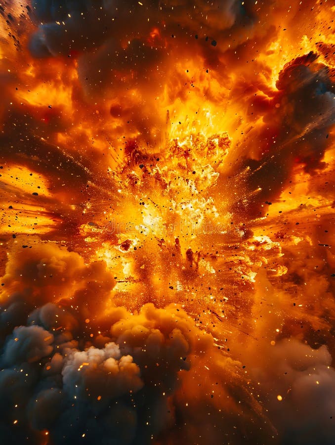 A Large Explosion in Space with Clouds and Fire Stock Photo - Image of ...