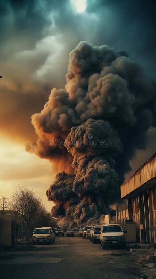Explosion at an Industrial Plant. AI Generated Stock Illustration ...