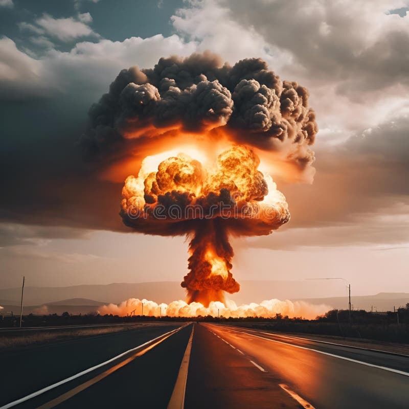 A Large Explosion that Was Exploding from the Ground Near an Airport ...