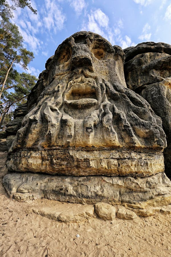 Large Face of the Bearded Man Engraved To Sand Rock Stock Photo - Image ...