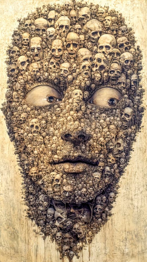 Large Face Composed of Countless Tiny Faces Creating Disturbing and ...