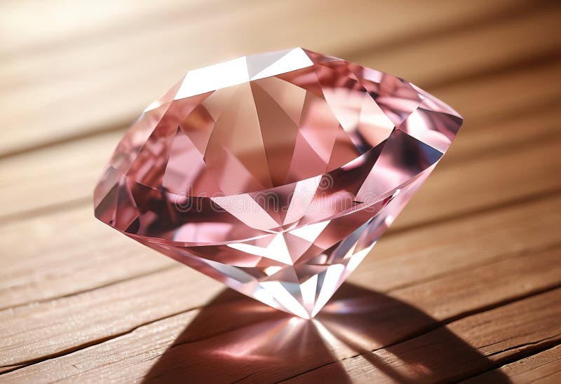 A Large, Faceted Crystal Diamond-shaped Object Sitting on a Wooden ...