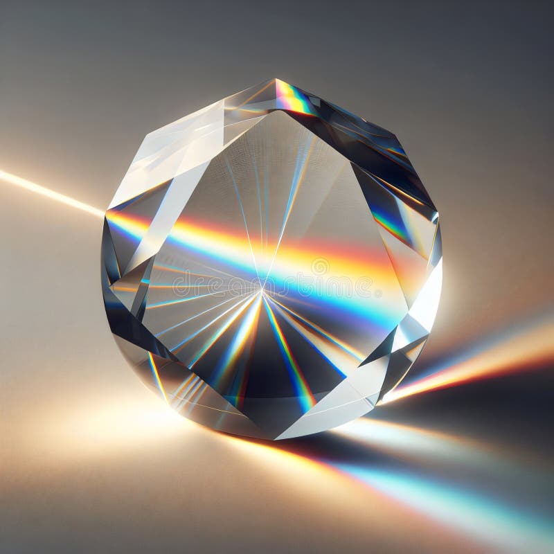 A Large, Faceted Diamond Rests on a Reflective Surface, Illuminated by ...