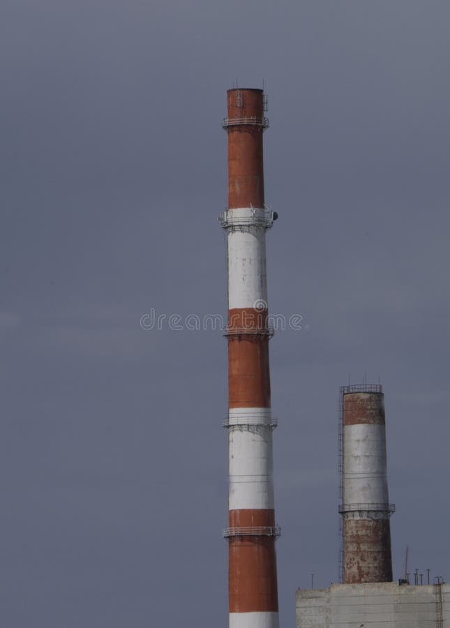 Large Factory Chimneys White Red Stock Photo - Image of large ...