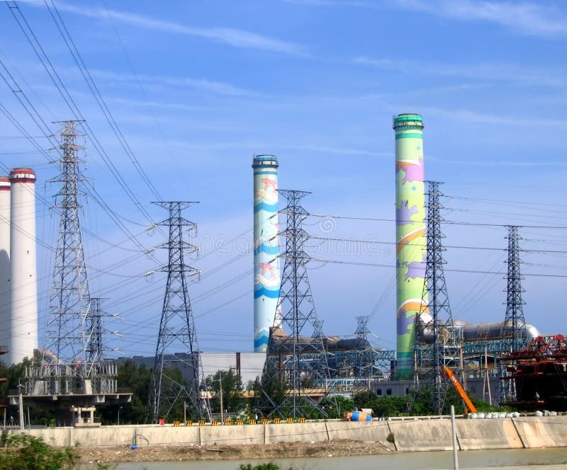 Large Factory Complex stock photo. Image of cables, blue - 989494
