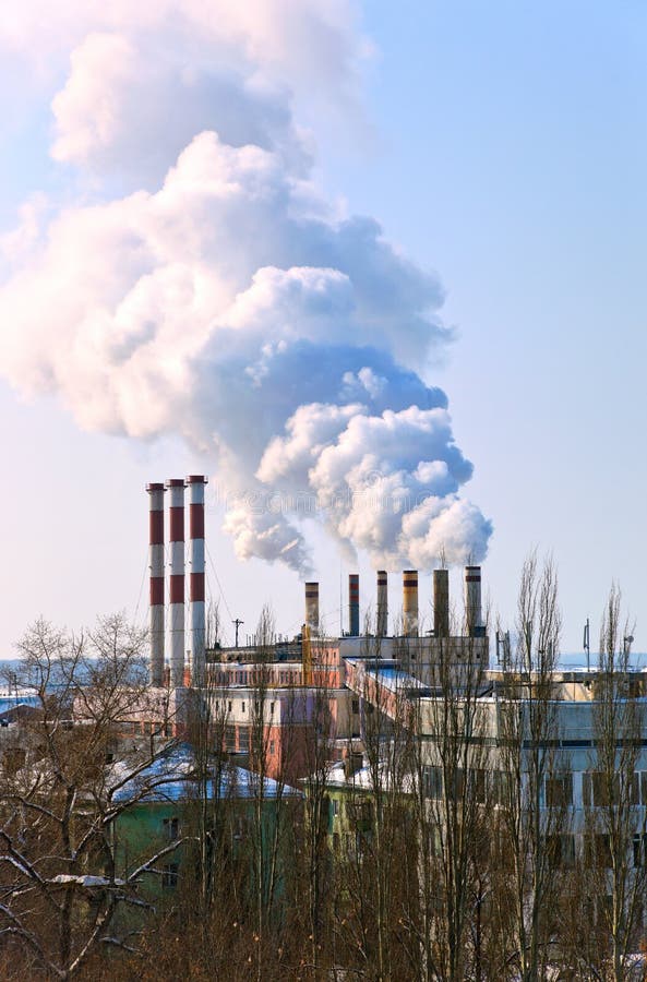 Large Factory with Smoking Chimneys Stock Image - Image of atmosphere ...