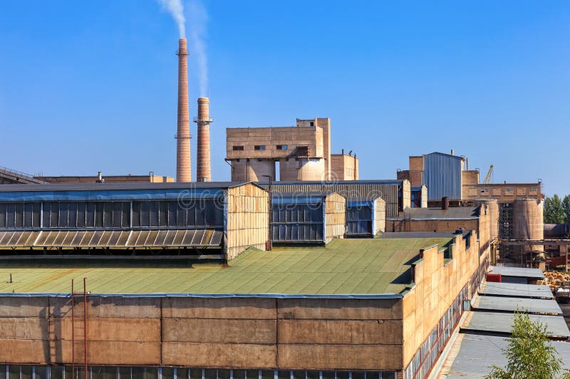 Large Factory with Smoking Chimneys Stock Image - Image of ...
