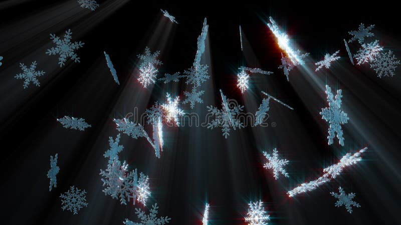 Large Falling Crystal Snowflakes, Computer Generated. 3d Rendering ...