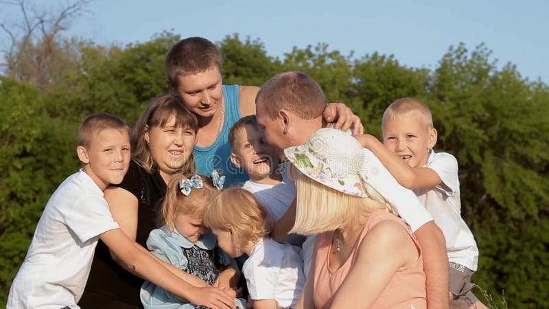 A Large Family with Many Children Stock Footage - Video of girl, casual ...