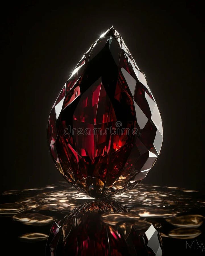 A Large, Fancy, Diamond Shaped Gem Sits on a Black Surface. Stock ...