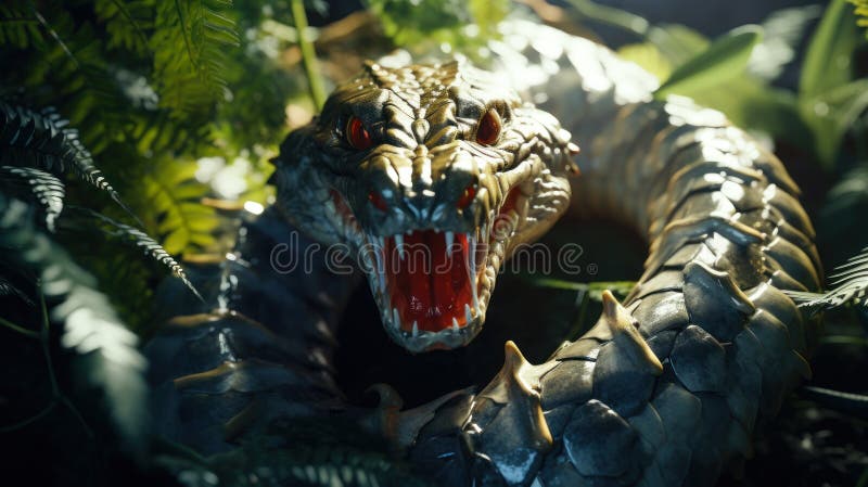 Large Fanged Venomous Snake, Poison Snake Generative Ai Stock ...