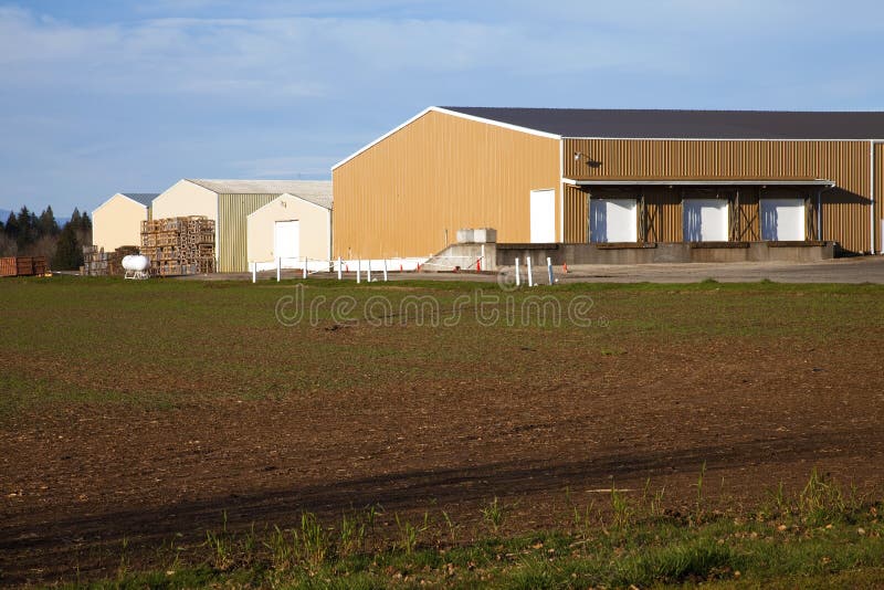 Large Farm Warehouses, Rural Oregon. Stock Image - Image of shipping ...