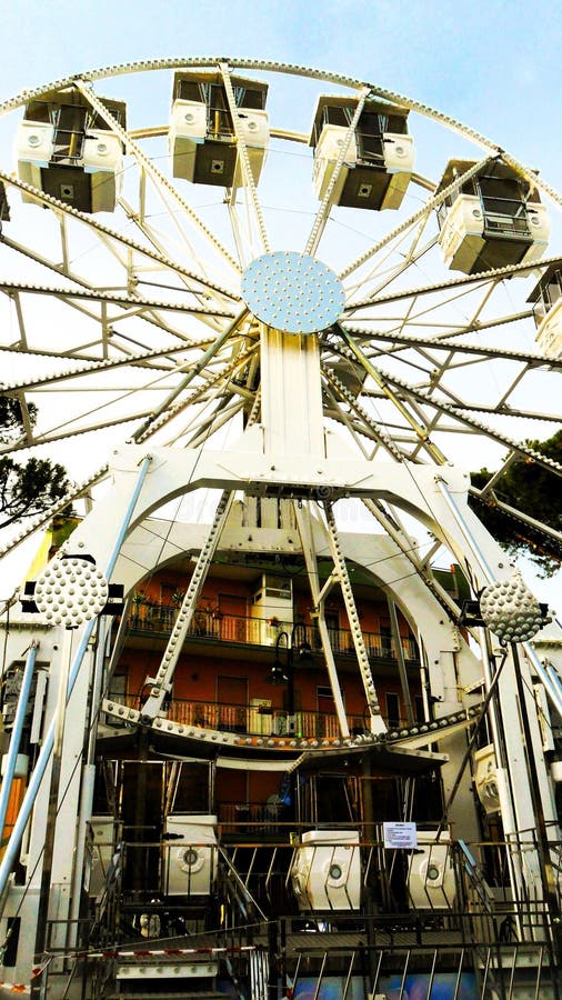 A Large Ferris Wheel, Shot from Close Up Stock Photo - Image of mast ...