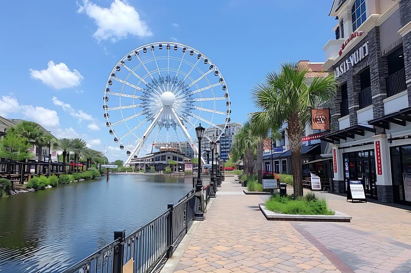 Large Ferris Wheel Next To a Tall Building Stock Illustration ...