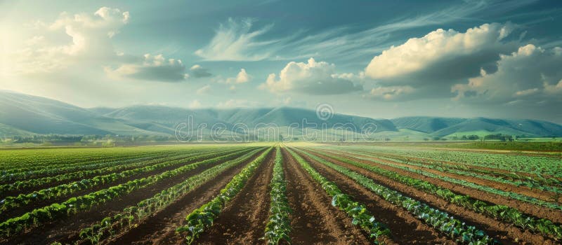Crops Field with Mountain Backdrop Stock Image - Image of mountains ...