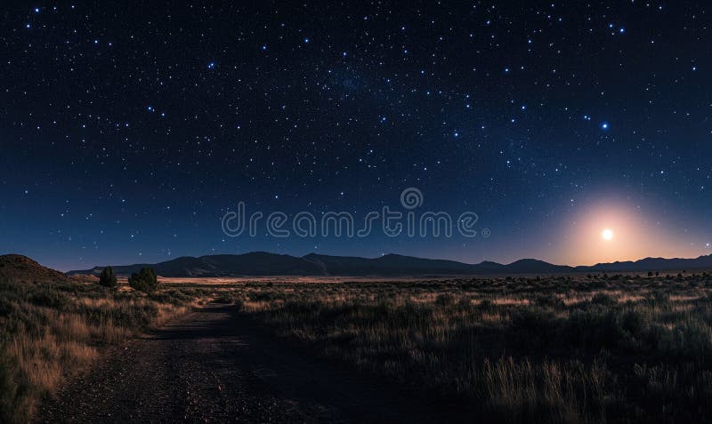 A Large Field of Grass with a Road Running through it Stock Image ...