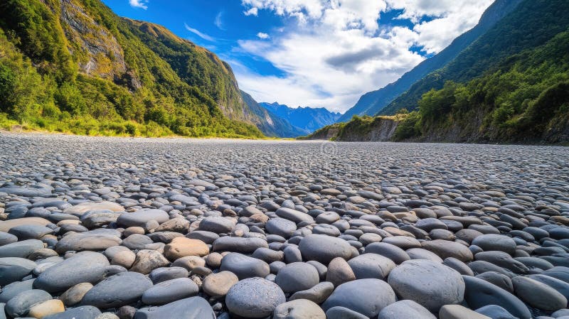 A Large Field of Rocks and Boulders with a River Running through it, AI ...