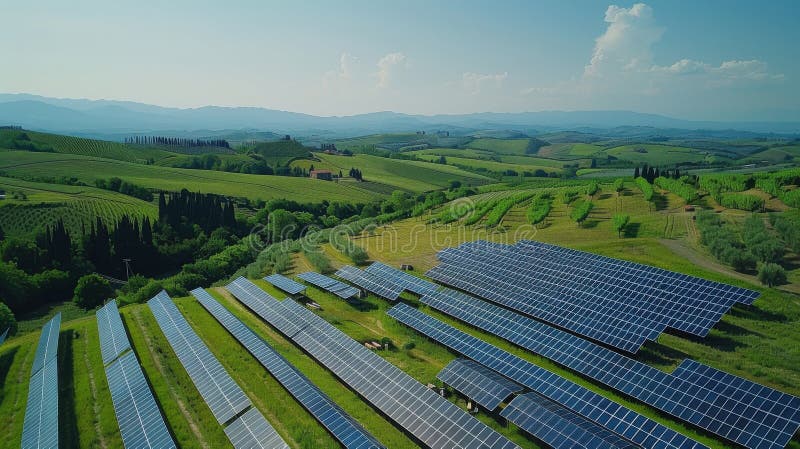 A Large Field of Solar Panels is Shown in the Image Stock Image - Image ...