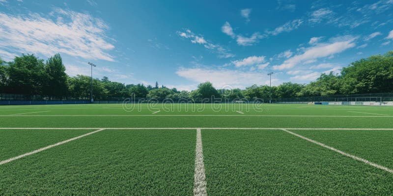 Large Field with a White Line Down the Middle Stock Photo - Image of ...