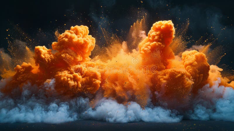A Large, Fiery Explosion with Smoke. Stock Photo - Image of catastrophe ...