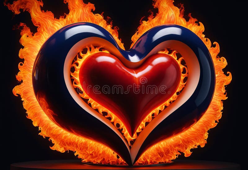 A Large, Fiery Red Heart-shaped Object Stock Illustration ...