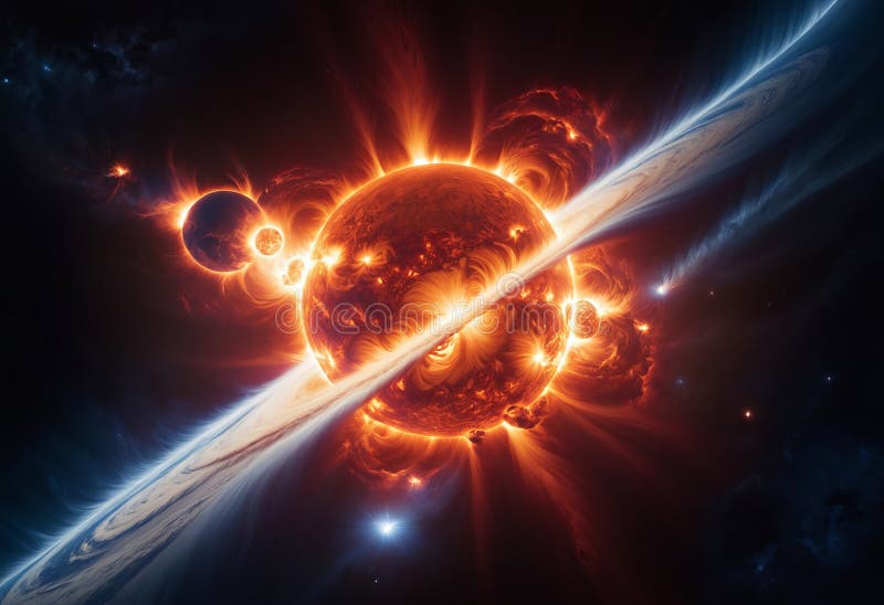 A large, fiery red sun stock illustration. Illustration of colors ...