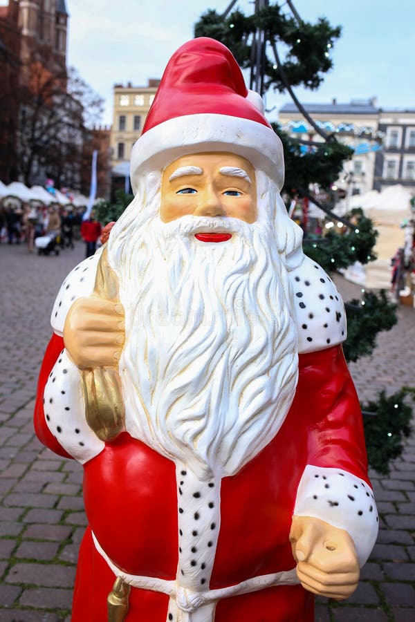 Large Figure of Santa Claus Standing in the Street Stock Image - Image ...