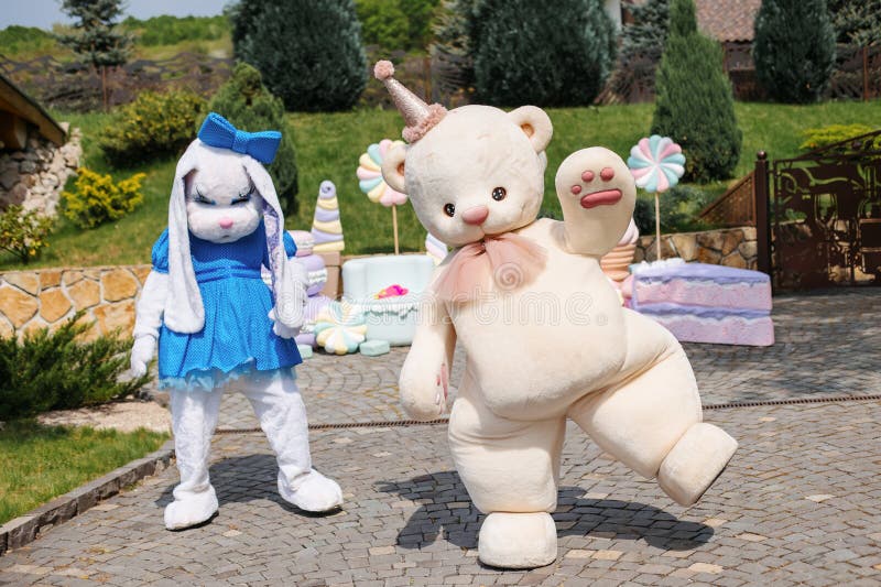 A Large Figure of a Soft Toy Bear on the Street in the Park Editorial ...